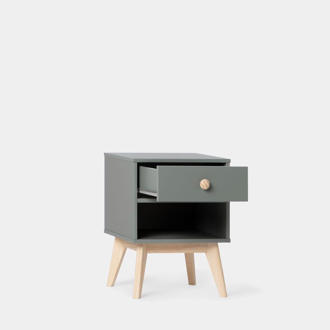 Mesita de noche lacada en verde antracita de 1 cajón Luke | Klasthome Mesita de noche lacada en verde antracita de 1 cajón Luke | Klasthome